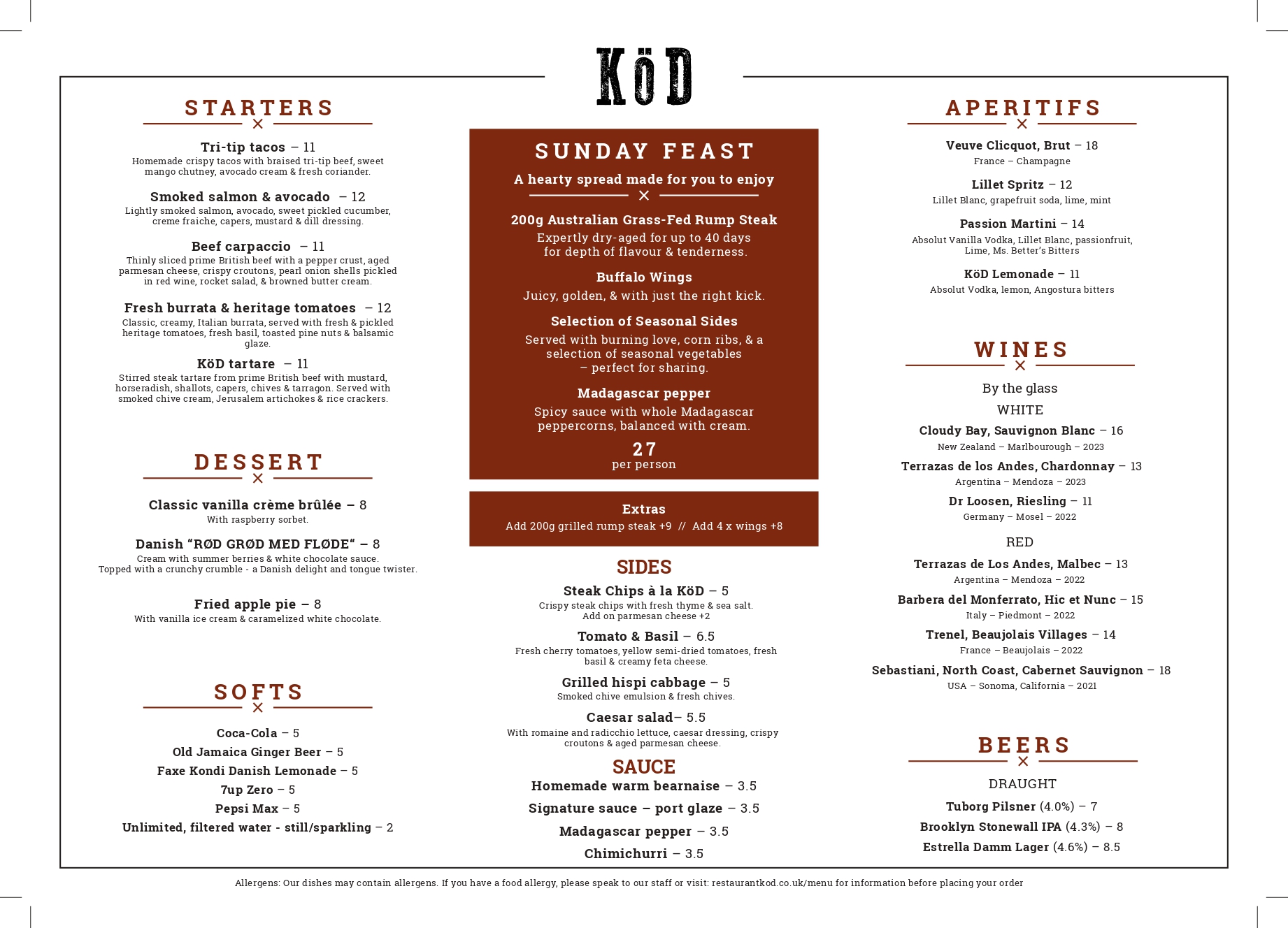 Sunday Feast – KöD steakhouse london
